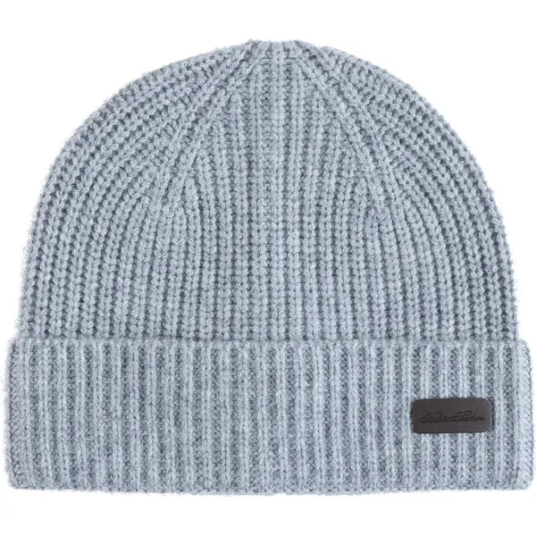 Brooks Brothers Pure Cashmere Ribbed Beanie - Med Grey Heather