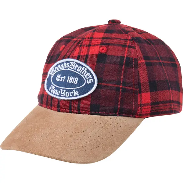 Brooks Brothers Plaid Wool Baseball Cap - Red/black Plaid
