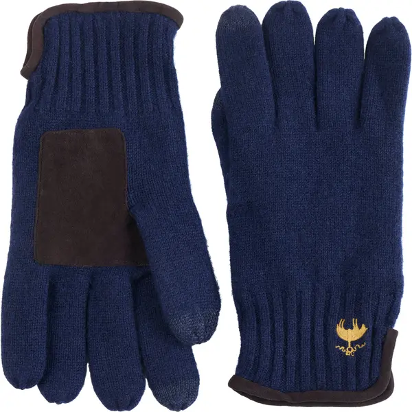Brooks Brothers Cashmere Blend Gloves With Suede Trim - Navy