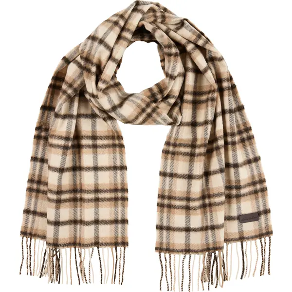 Brooks Brothers Camel Hair Grid Plaid Scarf - Vicuna