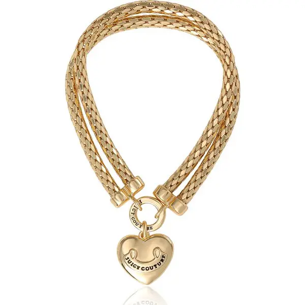Juicy Couture Layered Heart Charm Bracelet - Gold Tone