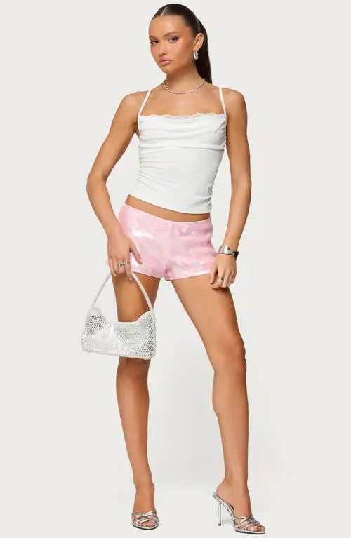 EDIKTED Lizzie Floral Sequin Micro Shorts