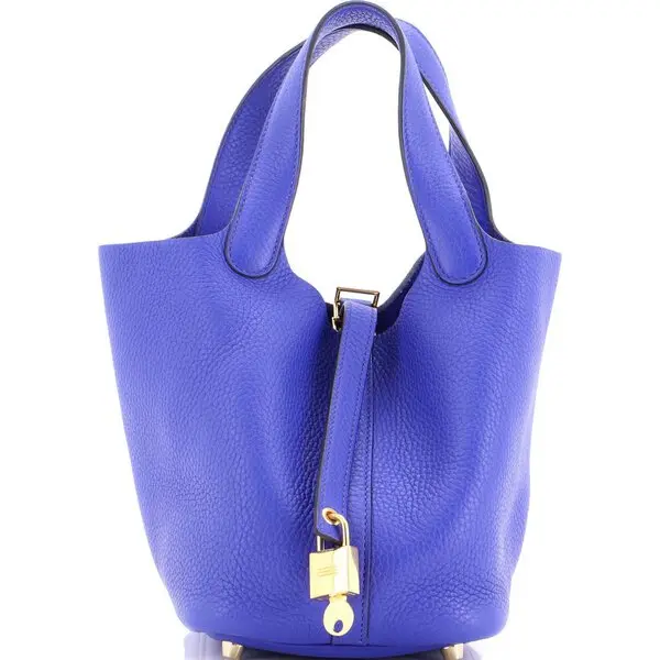 HERMES Picotin Lock Bag Clemence Pm - Bleu Electrique