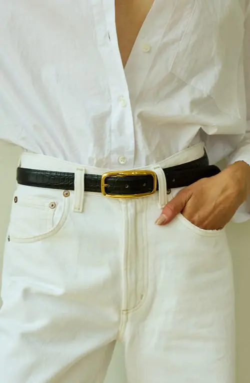 AUREUM No. 19 Leather Belt - Black Croc/gold