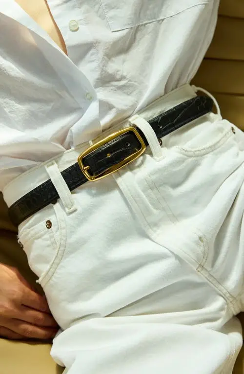 AUREUM No. 19 Leather Belt - Black Croc/gold