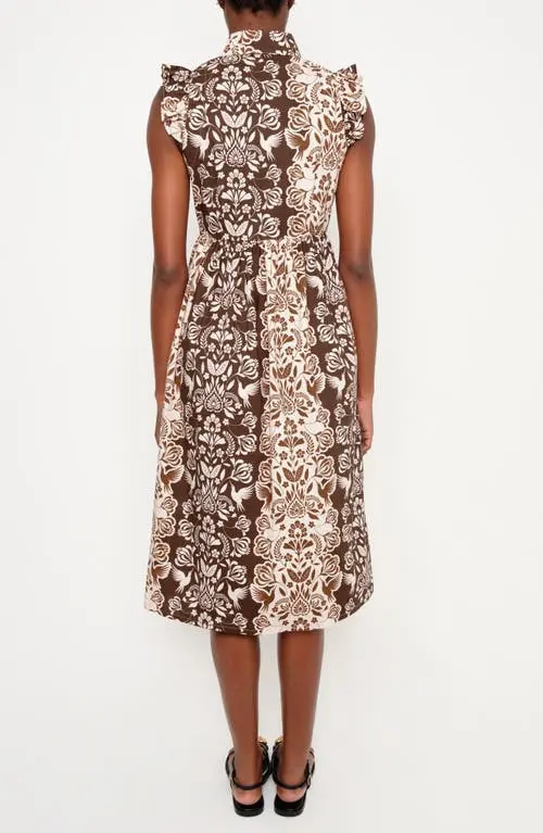 THE LULO PROJECT Flying Pier Floral Print Midi Dress