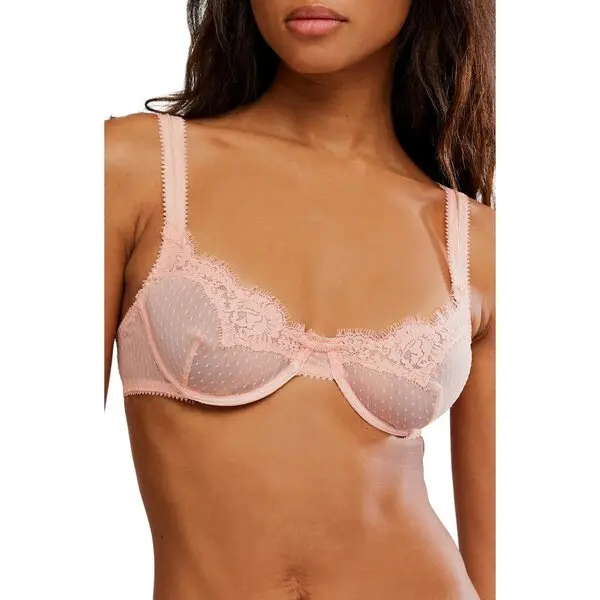 Free People Fiona Underwire Lace Demi Bra - Flamingo Flamenco