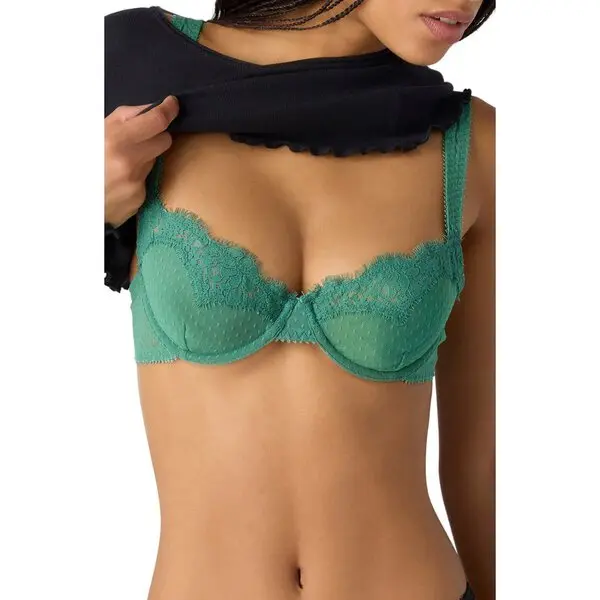 Free People Fiona Underwire Lace Demi Bra - Frosty Spruce