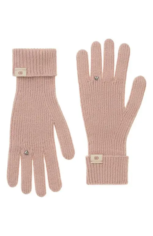 STAND OIL Heart Stud Knitted Gloves - Pink