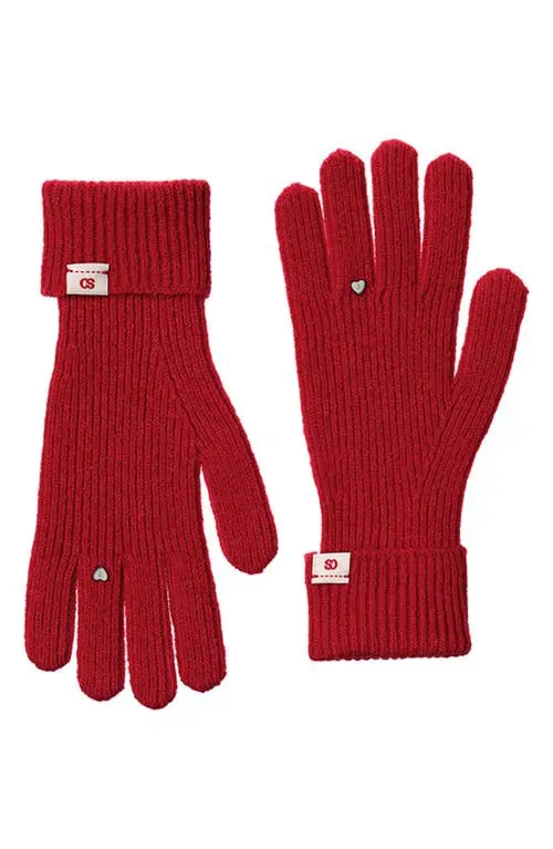 STAND OIL Heart Stud Knitted Gloves - Red