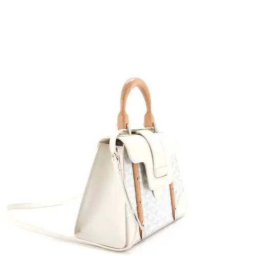 Goyard Saigon Top Handle Bag Coated Canvas With Leather Pm - White