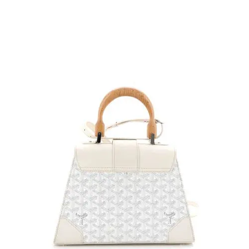 Goyard Saigon Top Handle Bag Coated Canvas With Leather Pm - White
