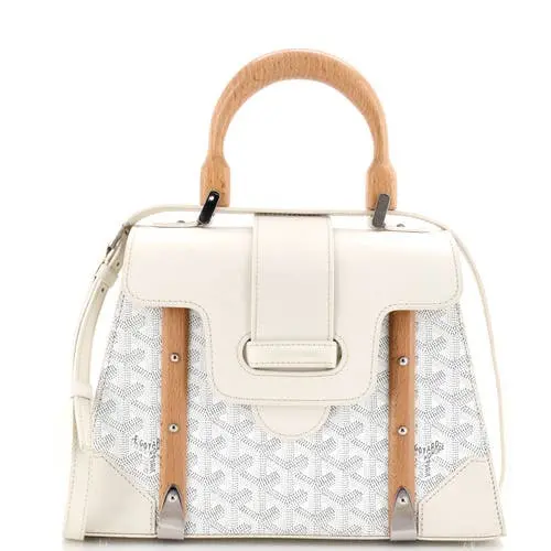 Goyard Saigon Top Handle Bag Coated Canvas With Leather Pm - White