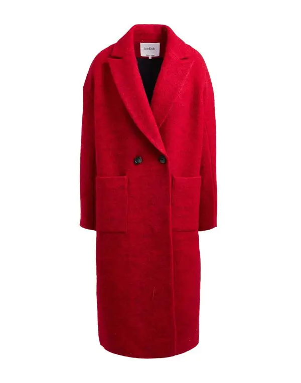 Ba&sh Felted Double-breasted Coat - Red