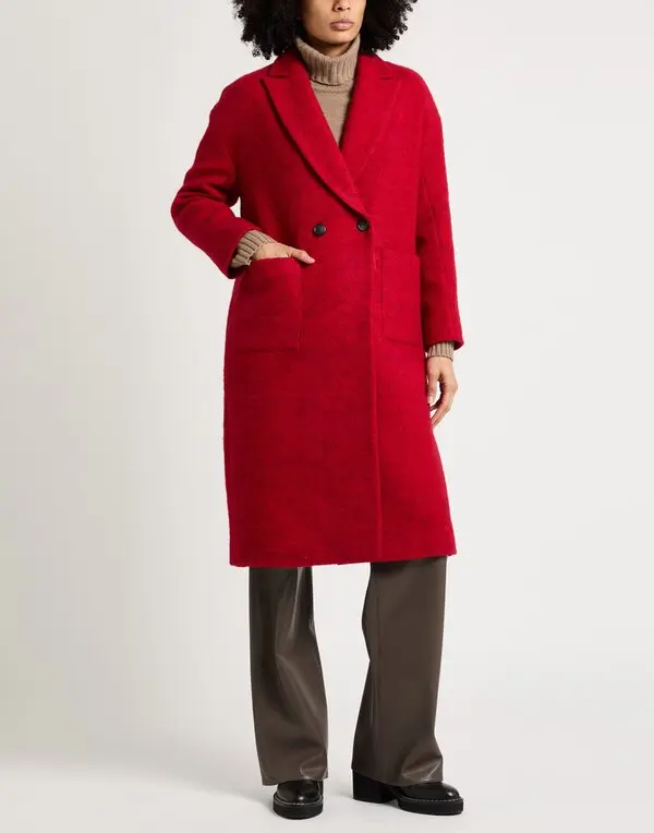Ba&sh Felted Double-breasted Coat - Red