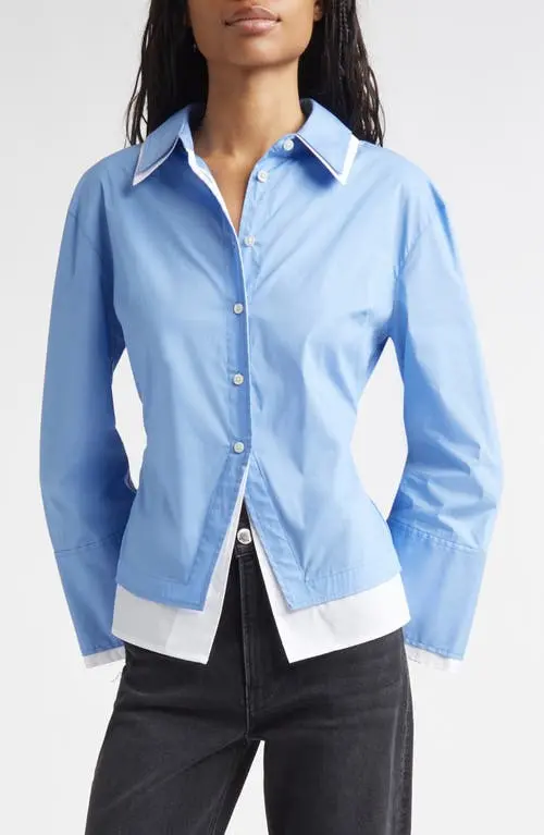 Veronica Beard Bonnie Layered Button-up Shirt - Cadet