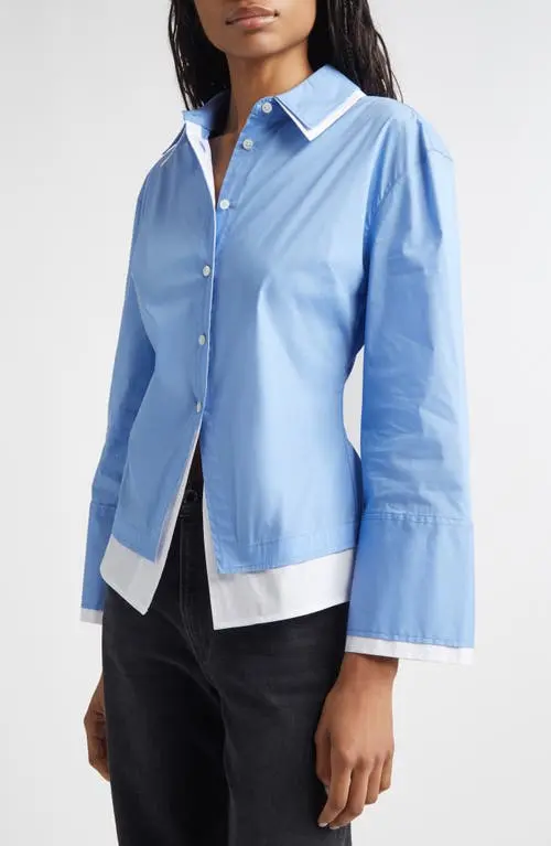 Veronica Beard Bonnie Layered Button-up Shirt - Cadet