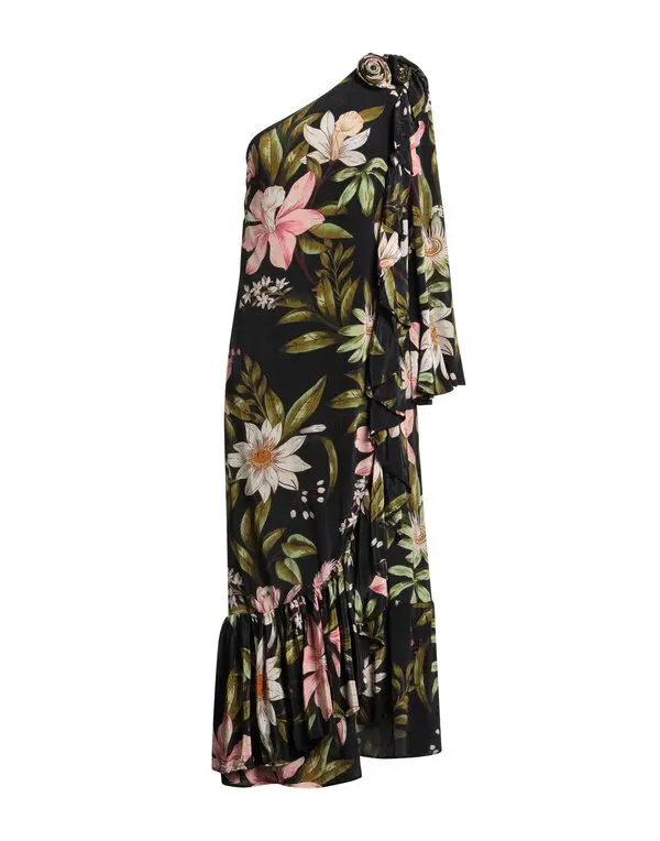 open lace back dress Farm Rio Provisório Floral One-Shoulder Maxi Dress