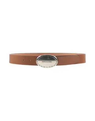 FERRAGAMO Leather Belt With Logo - Brown