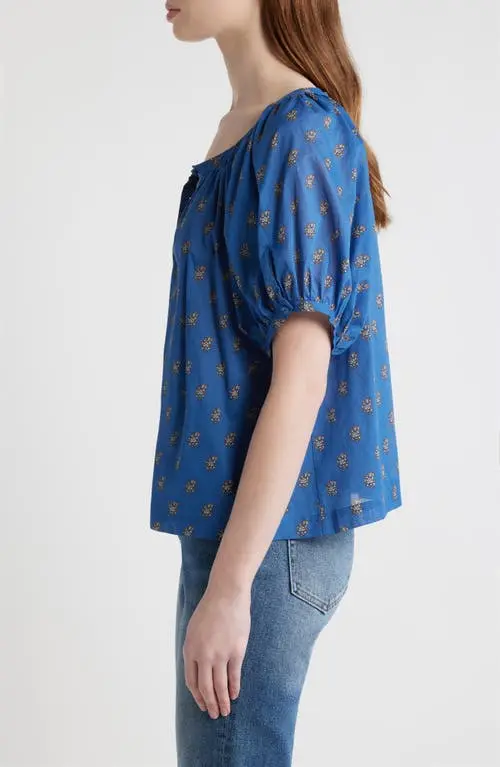 DÔEN Gingham Organic Cotton Puff Sleeve Blouse - Eartha Paisley