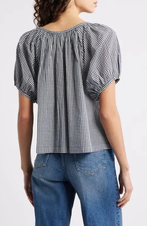 DÔEN Gingham Organic Cotton Top - Navy La Maddalena Gingham