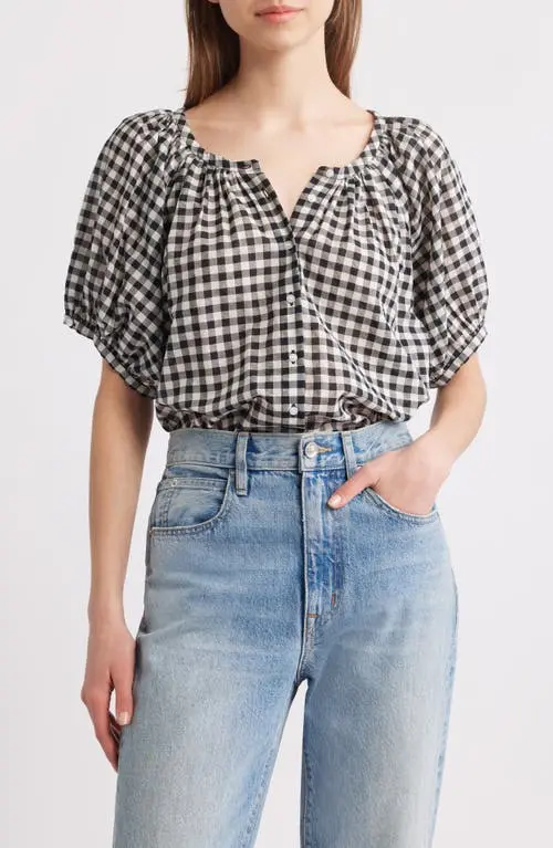 DÔEN Gingham Organic Cotton Top - Noir Greta Gingham