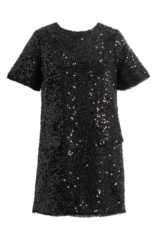 FRIENDS LIKE THESE Sequin Bouclé Shift Minidress