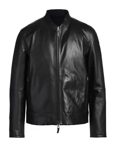 Emporio Armani Lambskin, Virgin Wool, And Cashmere Bomber Jacket - Black