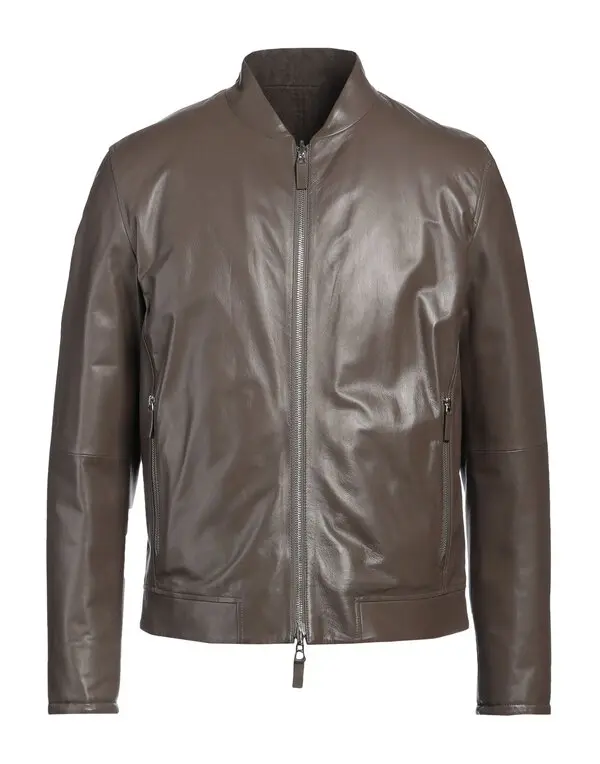 Emporio Armani Military Jacket In Lambskin, Virgin Wool, And Cashmere - Green