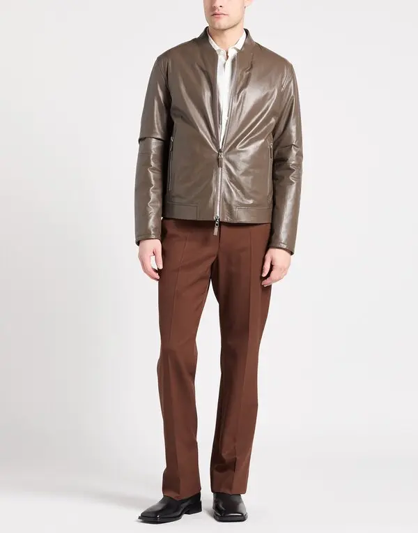 Emporio Armani Military Jacket In Lambskin, Virgin Wool, And Cashmere - Green