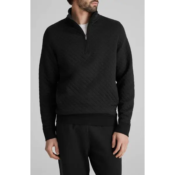 Tommy John Quilted Quarter Zip Top - Black