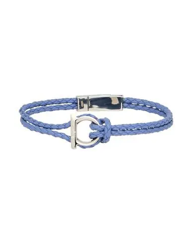 FERRAGAMO Leather And Steel Bracelet - Light Blue