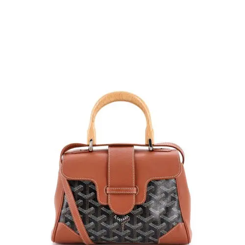 Goyard Saigon Top Handle Bag Coated Canvas With Leather Mini - Brown