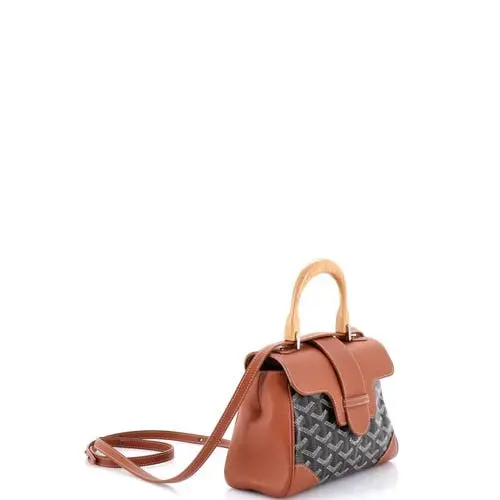Goyard Saigon Top Handle Bag Coated Canvas With Leather Mini - Brown