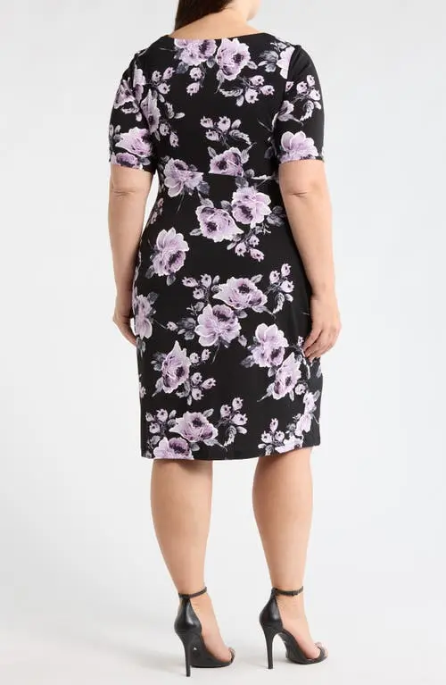 CONNECTED APPAREL Floral Mock Wrap Dress