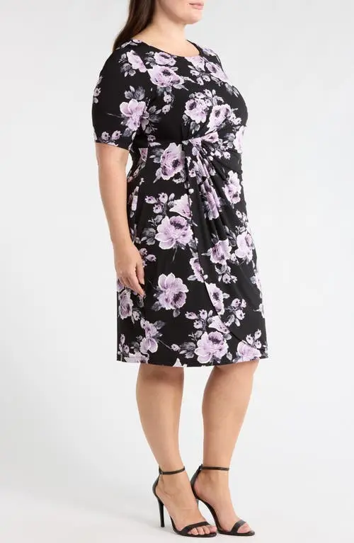 CONNECTED APPAREL Floral Mock Wrap Dress