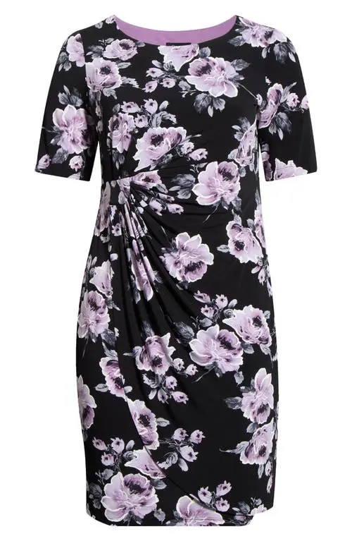 CONNECTED APPAREL Floral Mock Wrap Dress