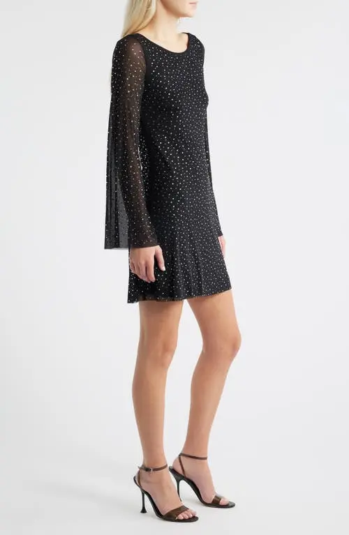 JUMP APPAREL Embellished Bell Sleeve Mesh Minidress