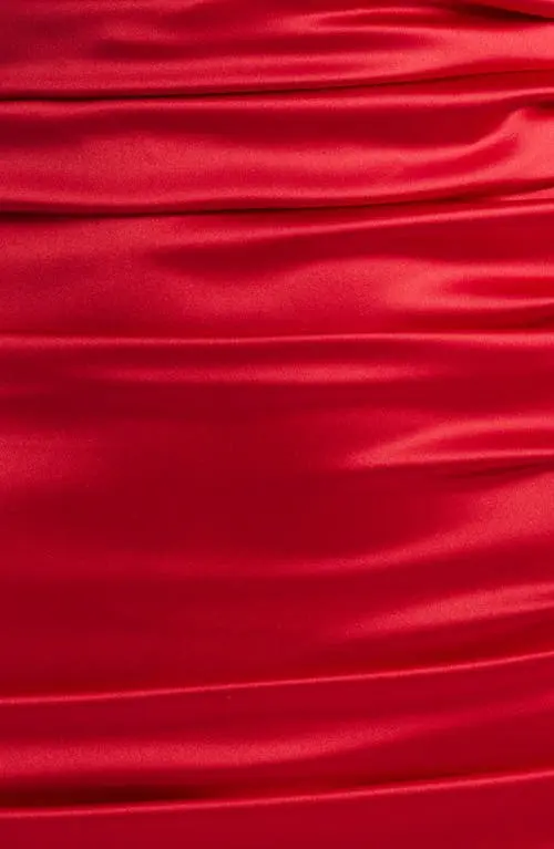 JUMP APPAREL Ruched Off-the-shoulder Satin Mini Dress