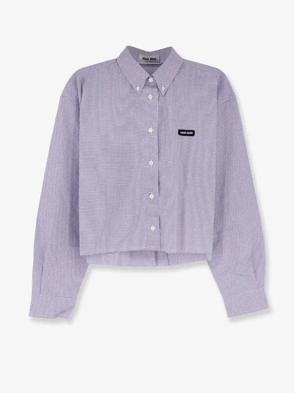 Miu Miu Pin Check Cotton Shirt - Blue