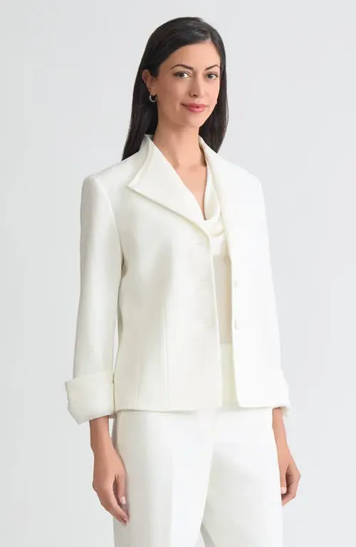KASPER Winged Lapel Three-button Blazer - Vanilla Ice