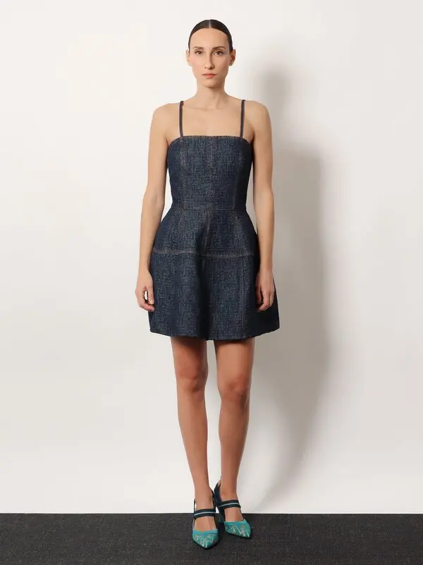 Fendi Padded Denim Mini Dress - Blue