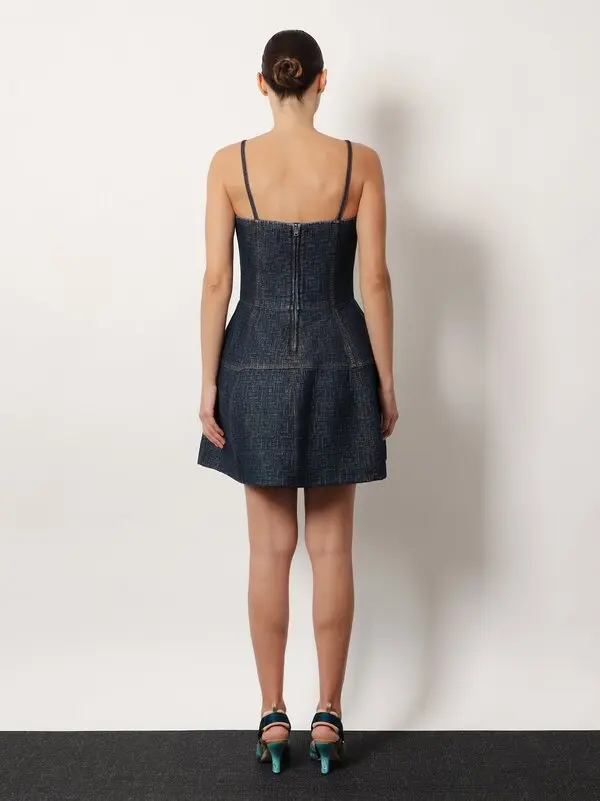 Fendi Padded Denim Mini Dress - Blue