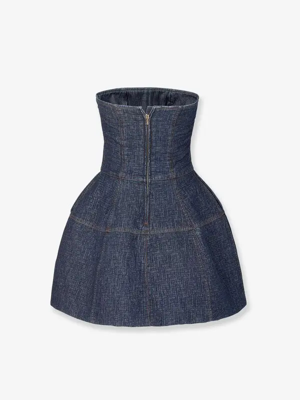 Fendi Padded Denim Mini Dress - Blue