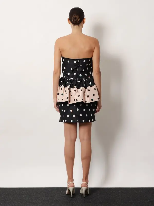 Fendi Falena Dots Taffeta Bustier Dress - Black