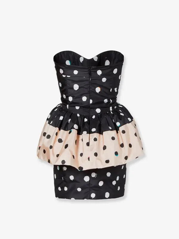 Fendi Falena Dots Taffeta Bustier Dress - Black