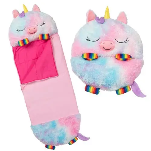 HAPPY NAPPERS Pillow & Sleepy Sack Medium Rainbow Unicorn