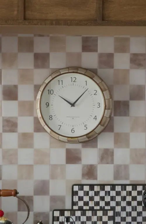 MACKENZIE-CHILDS Check Enameled Steel School Wall Clock