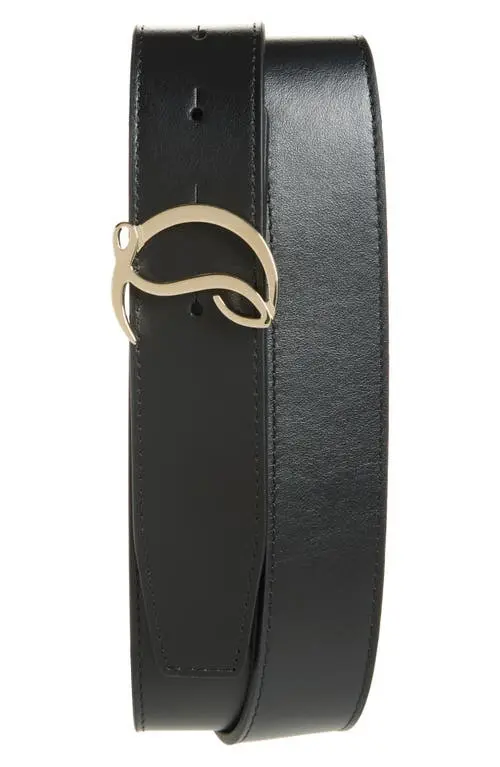 CHRISTIAN LOUBOUTIN Mooncrest Reversible Leather Belt - Black/cafe/gold