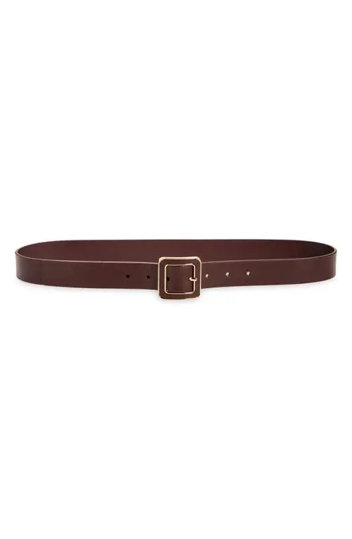 Nordstrom Mila Leather Belt - Burgundy- Gold